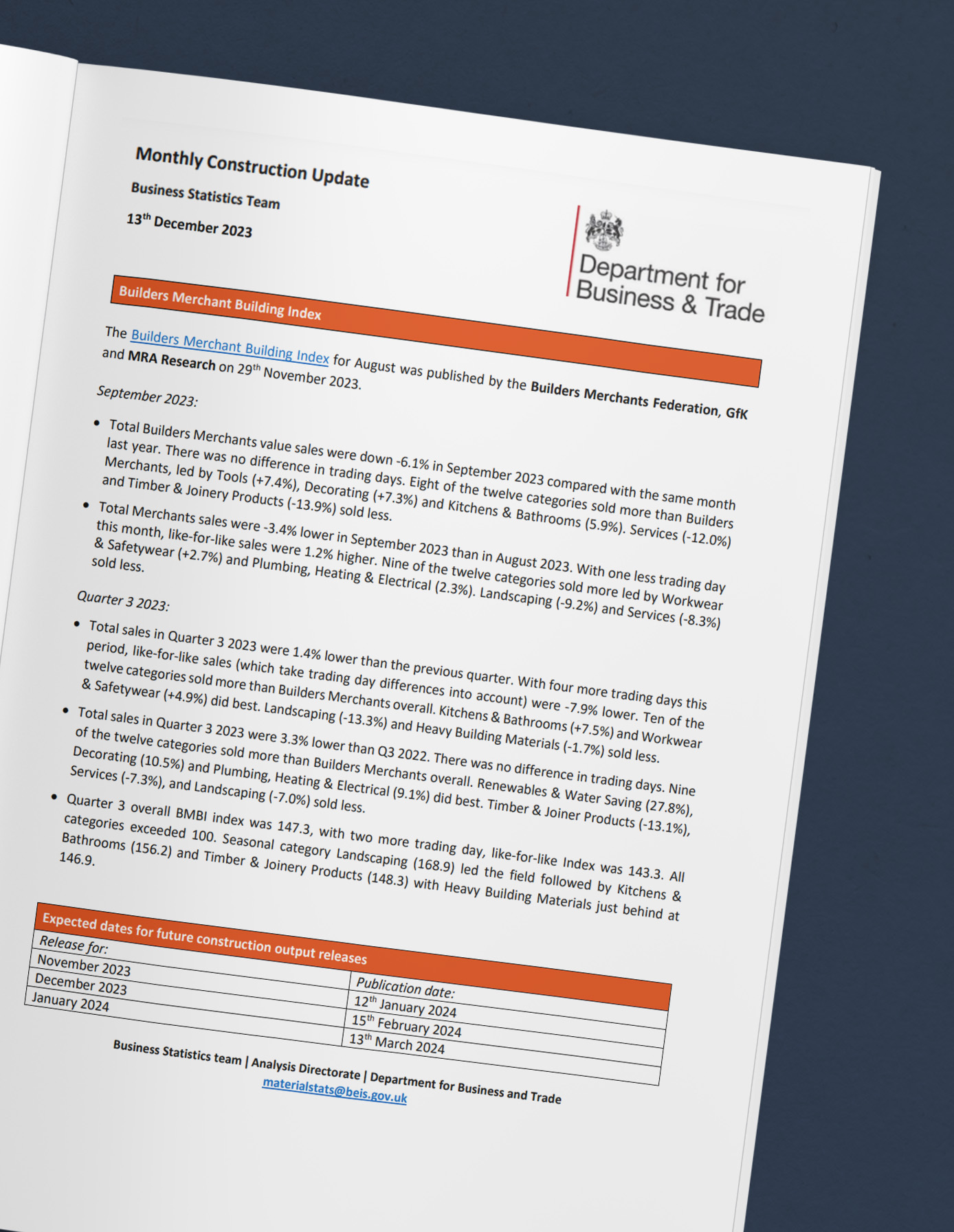 December Construction Update from the Department for Business & Trade ...