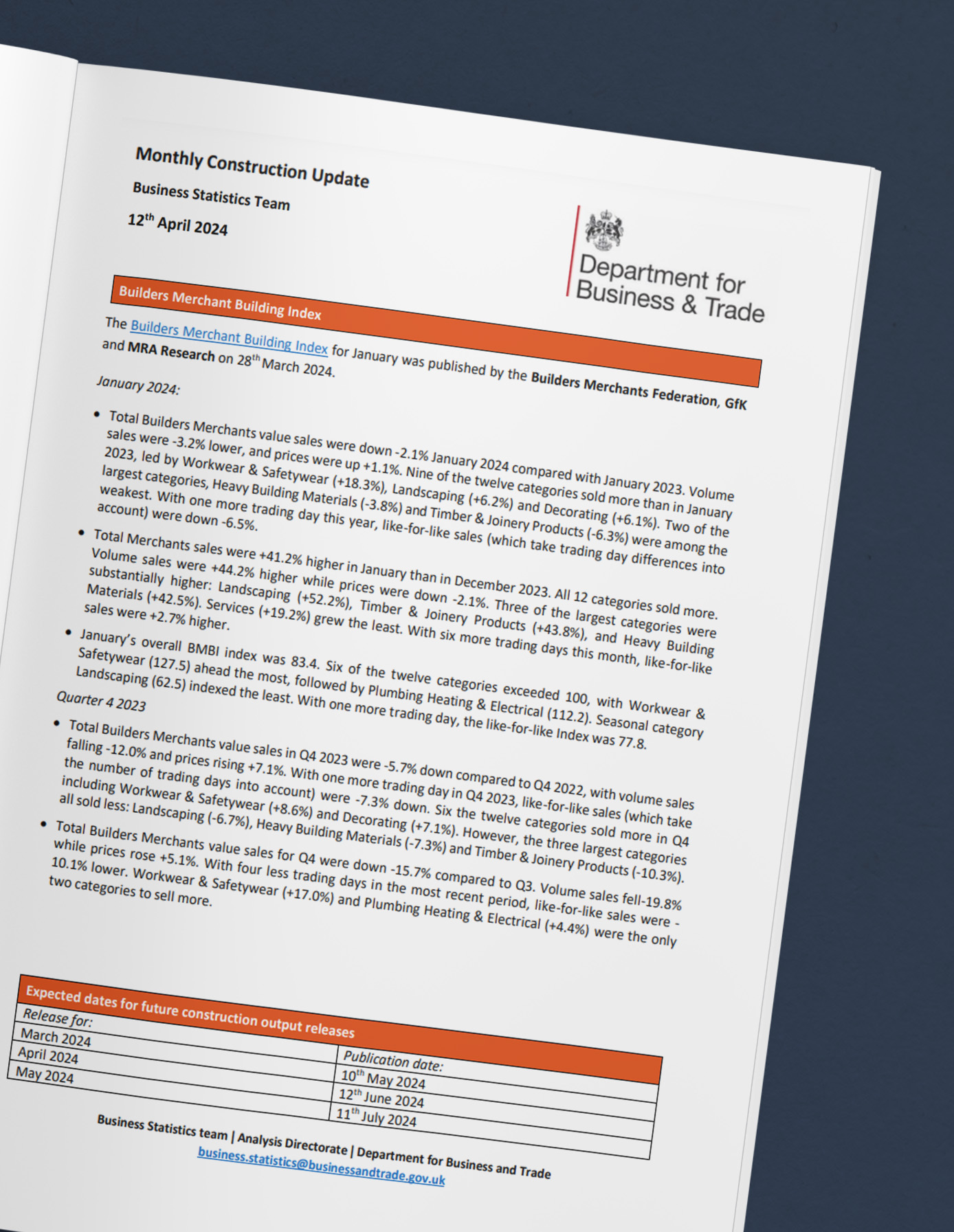 April Construction Update from the Department for Business & Trade ...