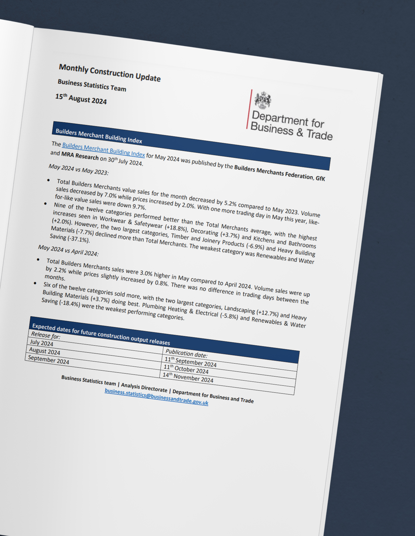 August Construction Update from the Department for Business & Trade ...